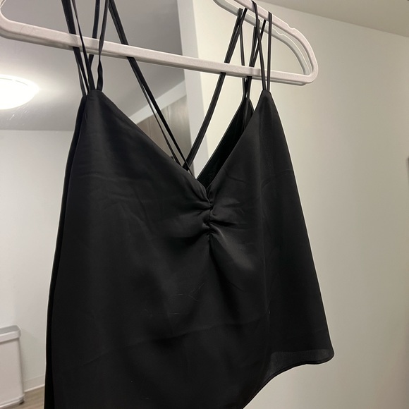 Express | Tops | Black Crop Strappy Shiny Tank Top | Poshmark
